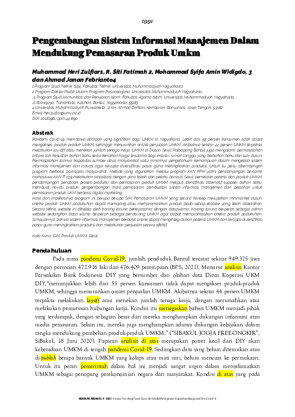 (PDF) Pengembangan Sistem Informasi Manajemen Dalam Mendukung Pemasaran ...