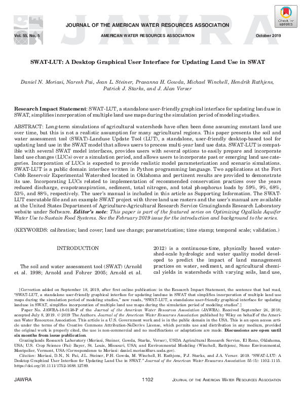 (PDF) SWAT‐LUT: A Desktop Graphical User Interface for Updating Land ...