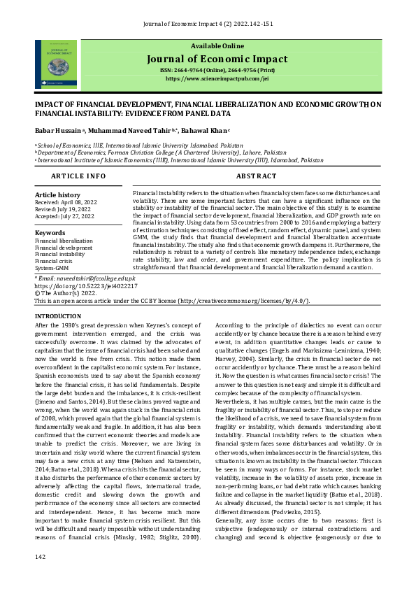 (PDF) Impact of Financial Development, Financial Liberalization and ...