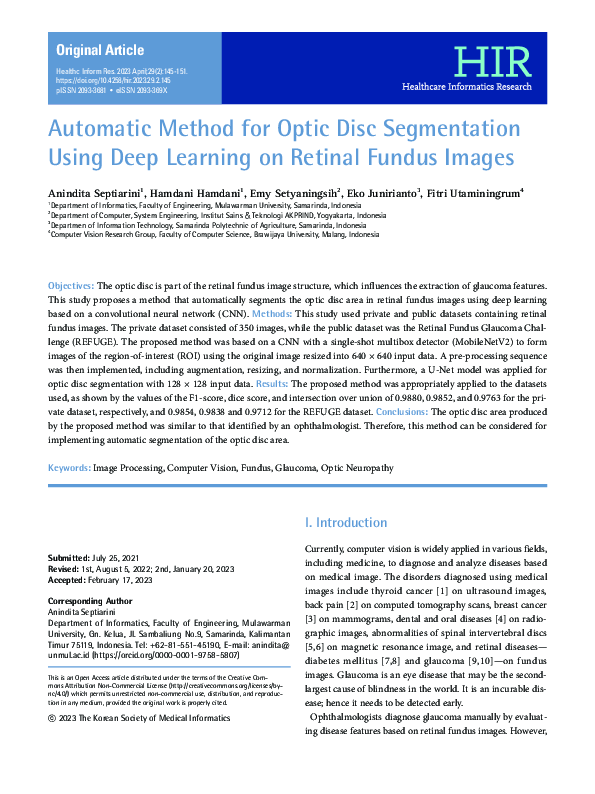 (PDF) Automatic Method for Optic Disc Segmentation Using Deep Learning ...