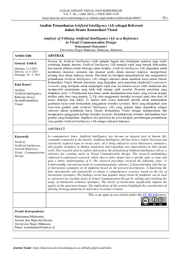 (PDF) Analisis Pemanfaatan Artificial Intelligence (AI) sebagai Referensi dalam Desain ...