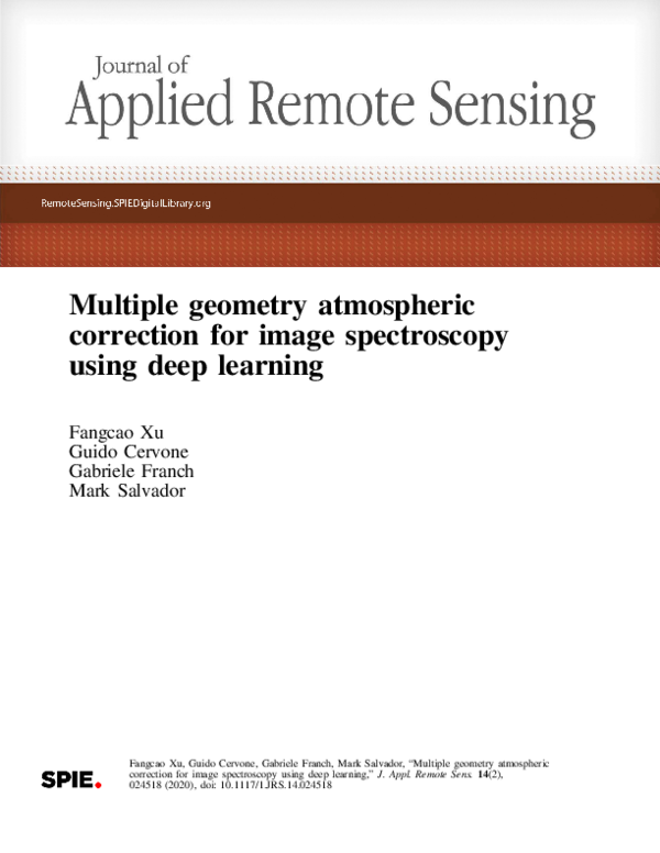 Pdf Multiple Geometry Atmospheric Correction For Image Spectroscopy Using Deep Learning