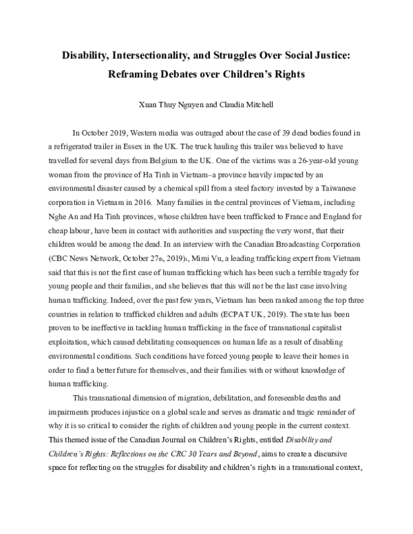 (PDF) Introduction to Special Issue: Disability, Intersectionality, and Struggles over Social ...