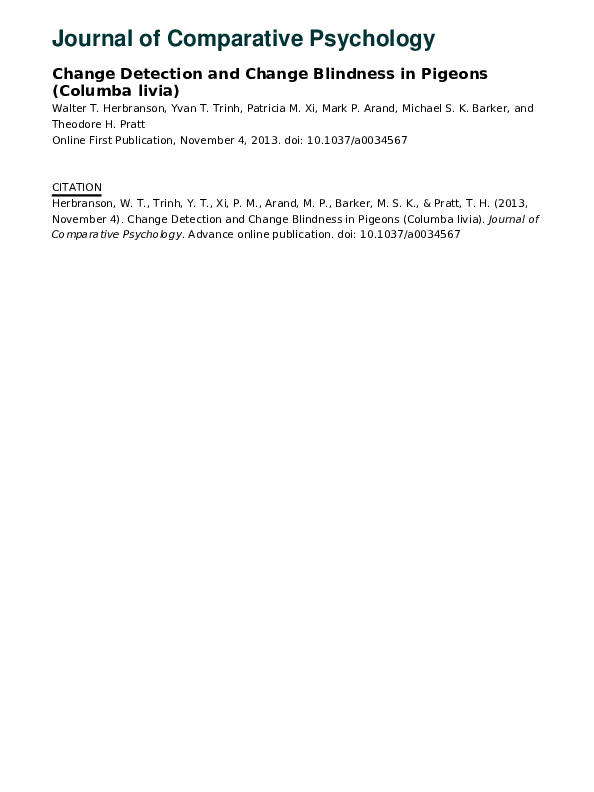(PDF) Change Blindness in Pigeons: A Comparative Study