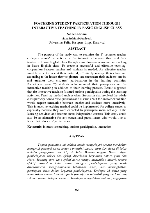(PDF) Fostering Student Participation Through Interactive Teaching in ...