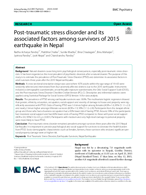 (PDF) Post-traumatic stress disorder and its associated factors among ...
