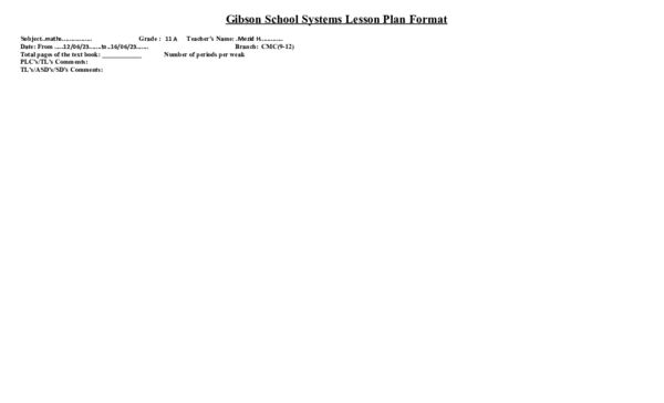 (DOC) Gibson School Systems Lesson Plan Format