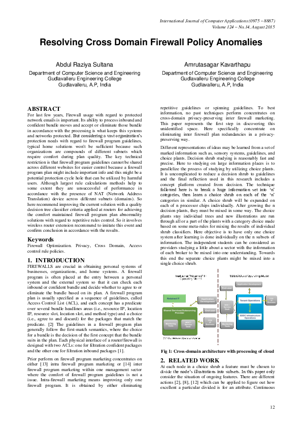 (PDF) Resolving Cross Domain Firewall Policy Anomalies