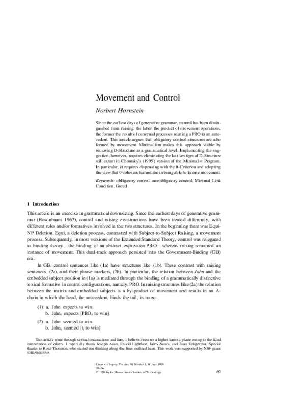 (PDF) Movement and Control