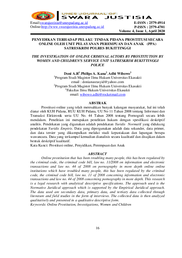 (PDF) Penyidikan Terhadap Pelaku Tindak Pidana Prostitusi Secara Online Oleh Unit Pelayanan ...