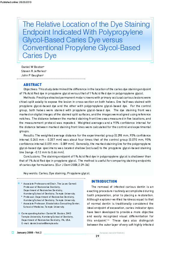 (PDF) The Relative Location of the Dye Staining Endpoint Indicated With ...