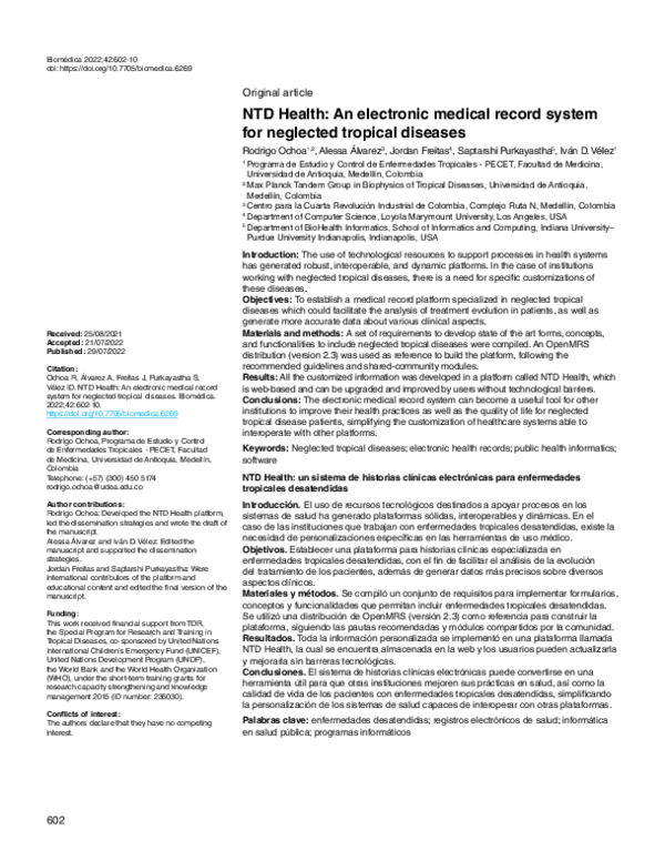 (PDF) NTD Health: an electronic medical record system for neglected ...