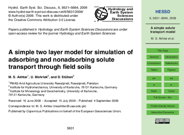 (PDF) A simple two layer model for simulation of adsorbing and ...
