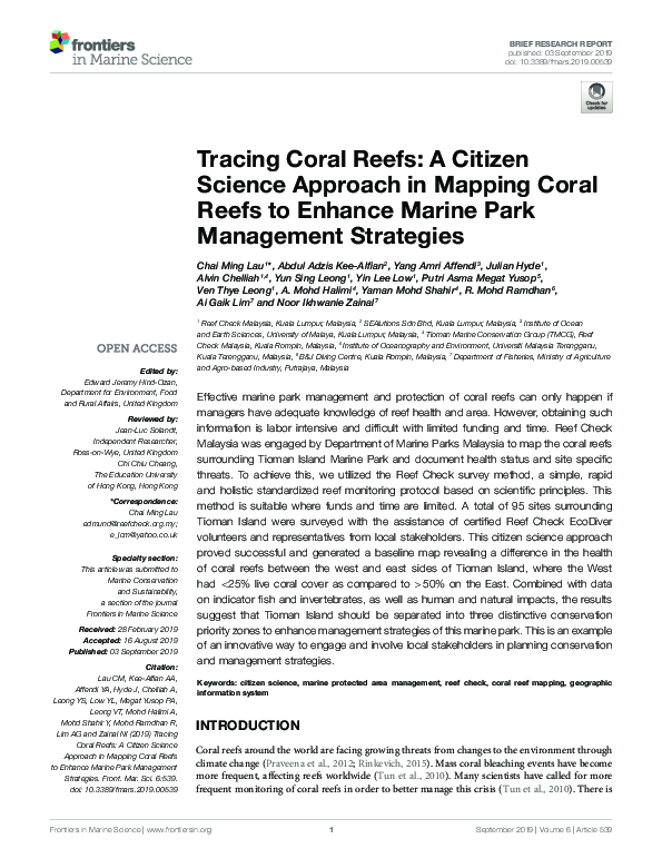 (PDF) Citizen Science for Coral Reef Mapping