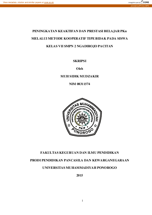 Pdf Peningkatan Keaktifan Dan Prestasi Belajar Pkn Melalui Metode