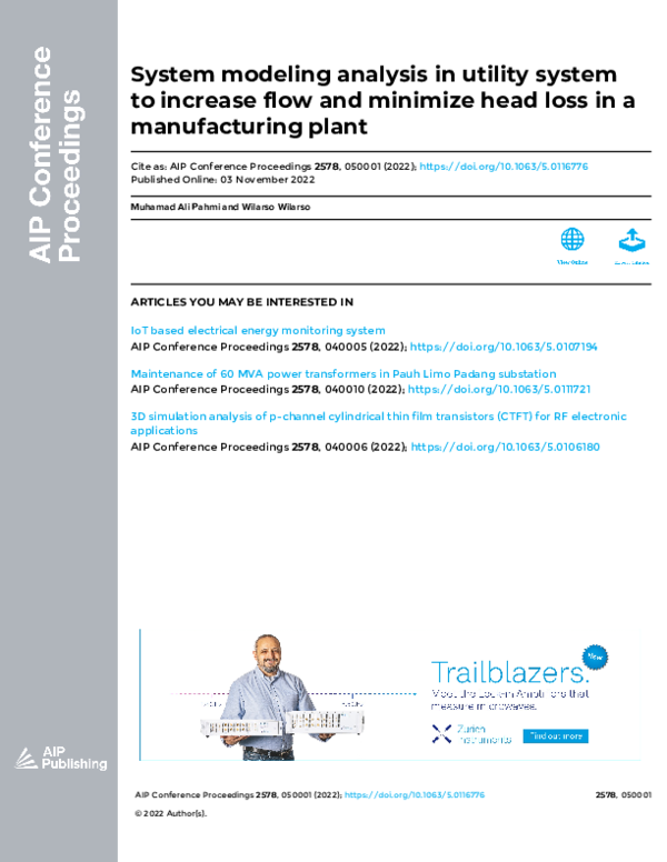 (PDF) System modeling analysis in utility system to increase flow and ...