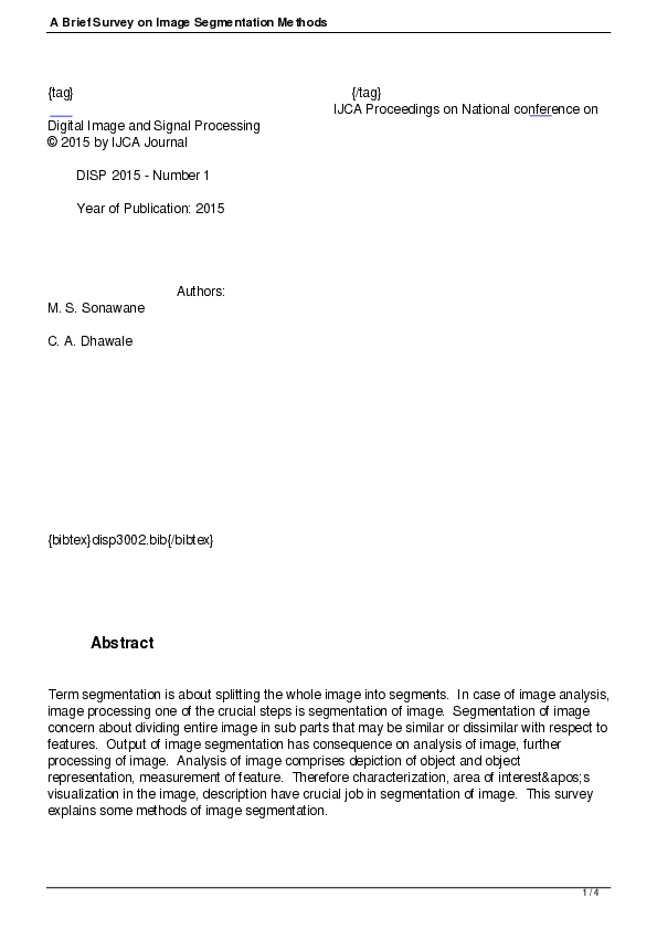 (PDF) A Brief Survey on Image Segmentation Methods
