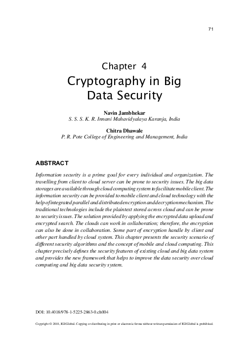 (PDF) Cryptography in Big Data Security