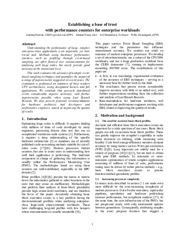 (PDF) Establishing a Base of Trust with Performance Counters for Enterprise Workloads