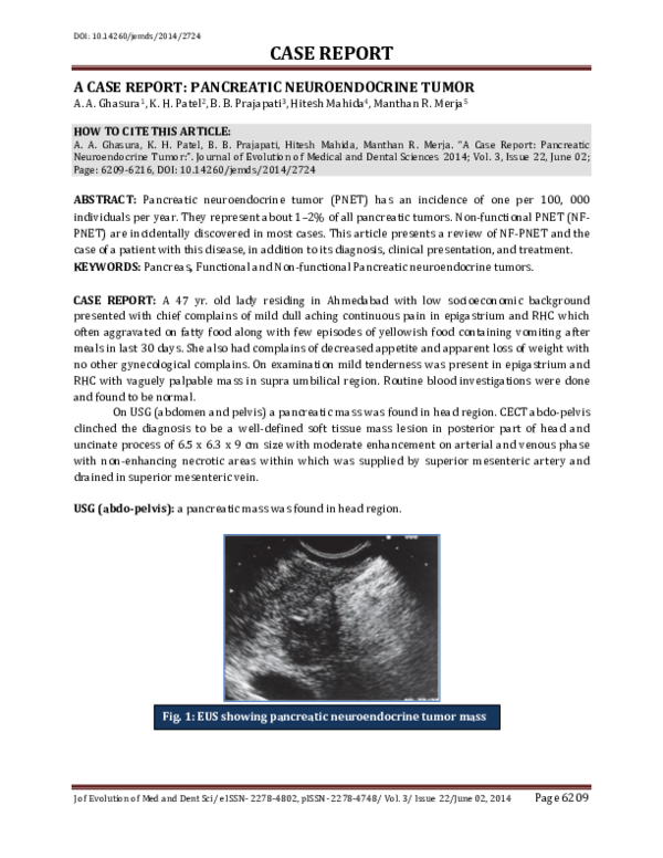 (PDF) A Case Report: Pancreatic Neuroendocrine Tumor | Manthan Merja ...