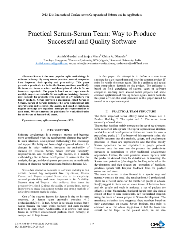 (PDF) Practical Scrum-Scrum Team: Way to Produce Successful and Quality Software