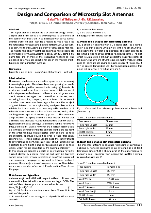 (PDF) Design and Comparison of Microstrip Slot Antennas