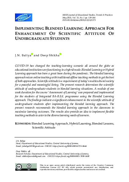 (PDF) Implementing Blended Learning Approach for Enhancement of ...