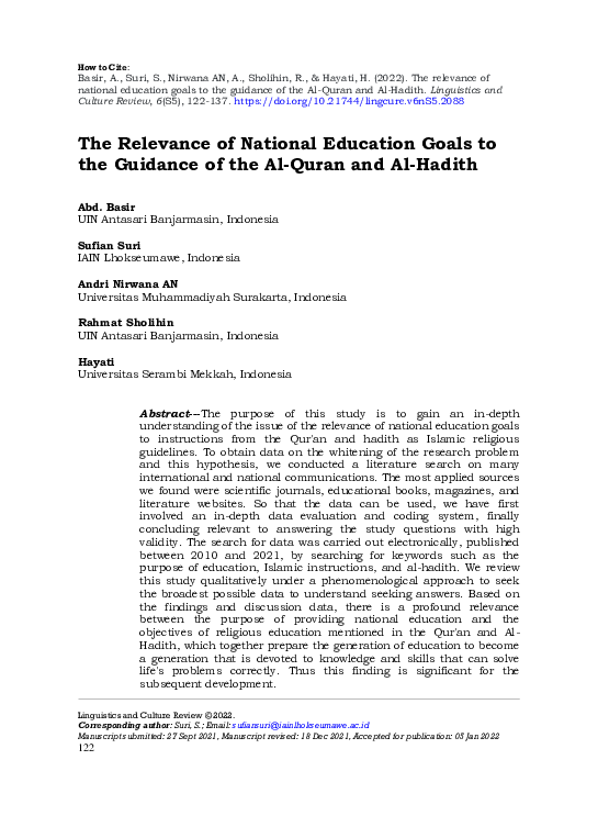 (PDF) relevance of national education goals to the guidance of the Al ...