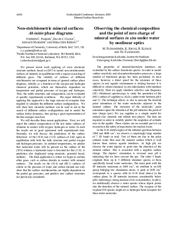 (PDF) Non-stoichiometric mineral surfaces: Ab initio phase diagrams
