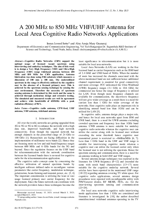 (PDF) A 200 MHz to 850 MHz VHF/UHF Antenna for Local Area Cognitive ...