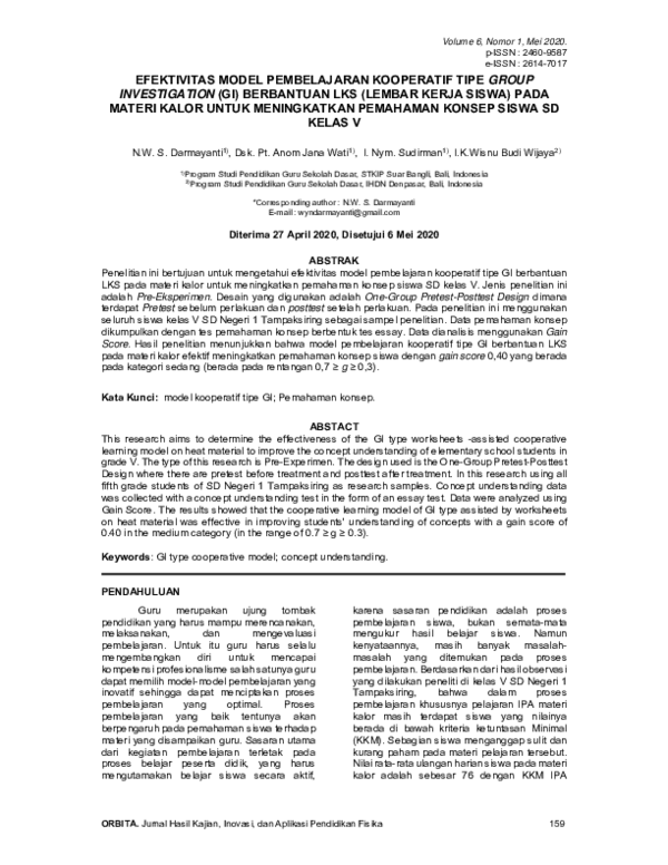 (PDF) Efektivitas Model Pembelajaran Kooperatif Tipe Group Investigation (Gi) Berbantuan LKS ...