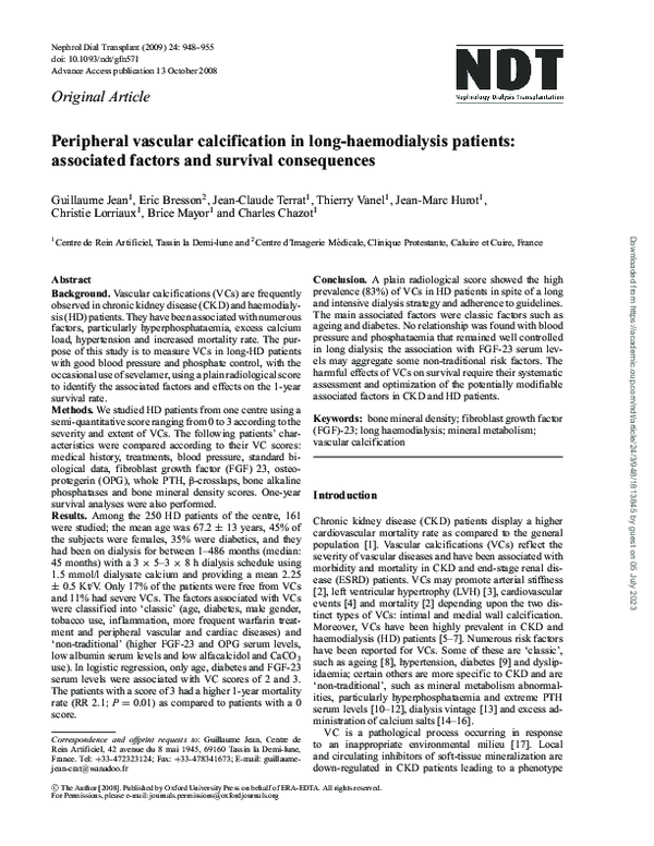 (PDF) Peripheral vascular calcification in long-haemodialysis patients ...