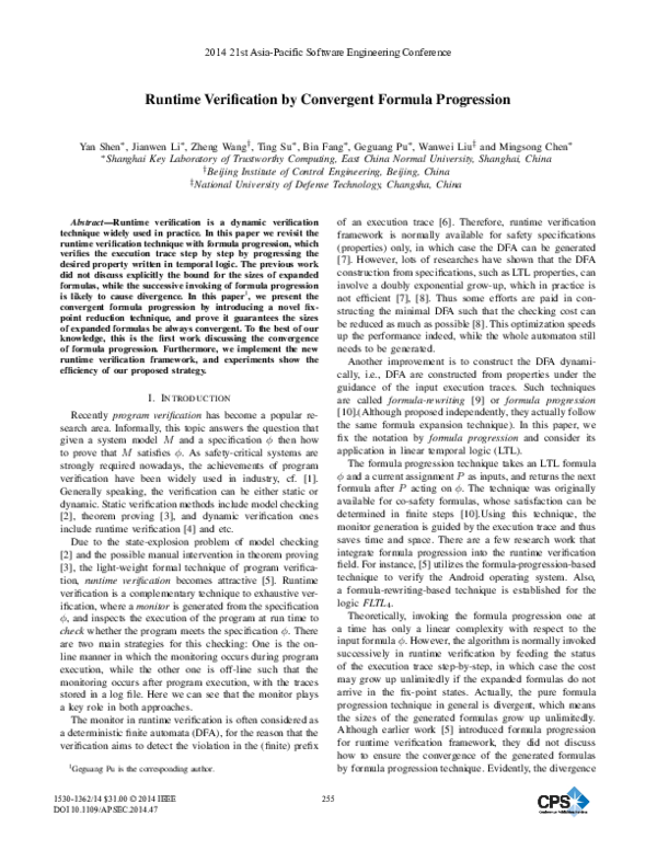 (PDF) Runtime Verification by Convergent Formula Progression
