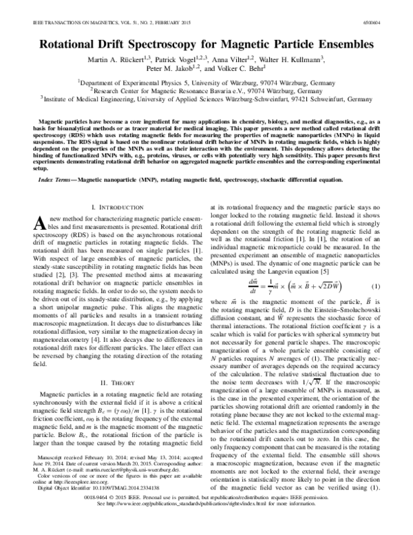 (PDF) Rotational Drift Spectroscopy for Magnetic Particle Ensembles
