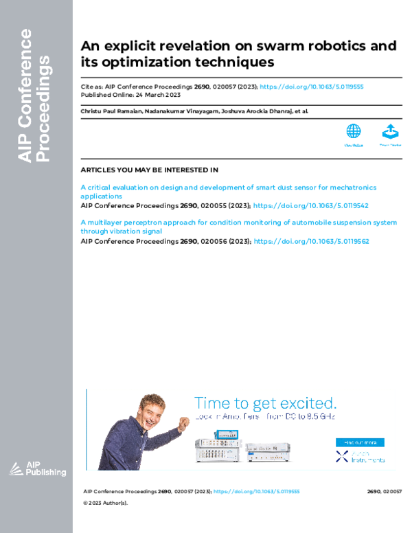 (PDF) An explicit revelation on swarm robotics and its optimization techniques