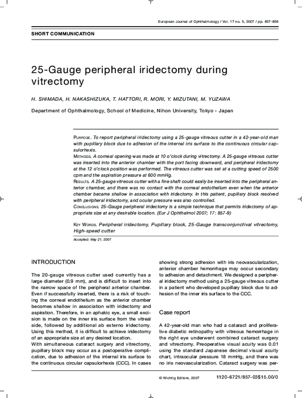 (PDF) 25-Gauge Peripheral Iridectomy during Vitrectomy