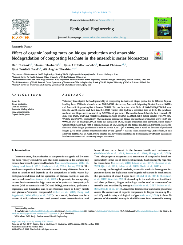 (PDF) Effect of organic loading rates on biogas production and ...