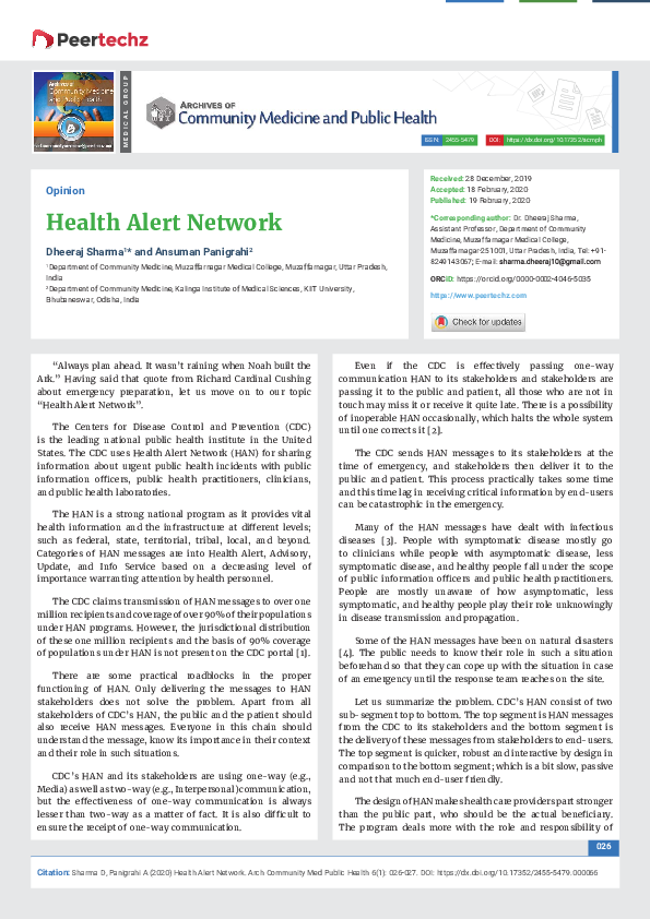 (PDF) Health Alert Network