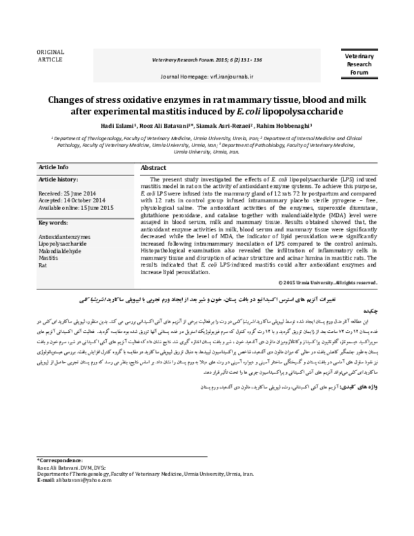 (PDF) Changes of stress oxidative enzymes in rat mammary tissue, blood ...
