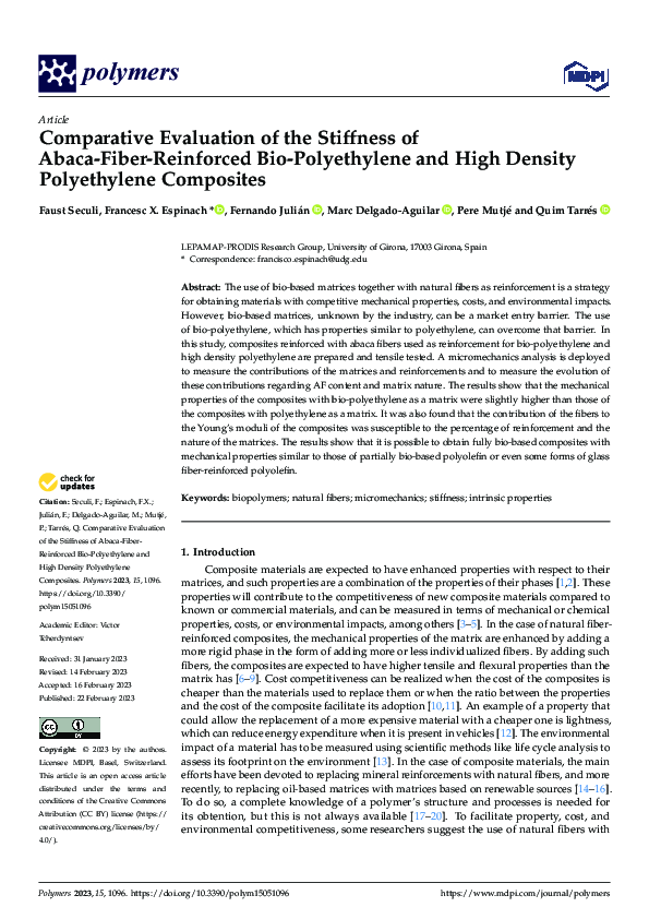 (PDF) Comparative Evaluation of the Stiffness of Abaca-Fiber-Reinforced ...