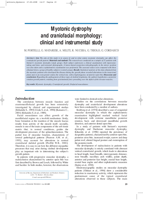 (PDF) Myotonic dystrophy and craniofacial morphology: clinical and ...