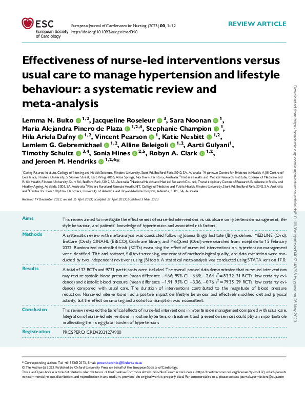 (PDF) Effectiveness of nurse-led interventions versus usual care to ...