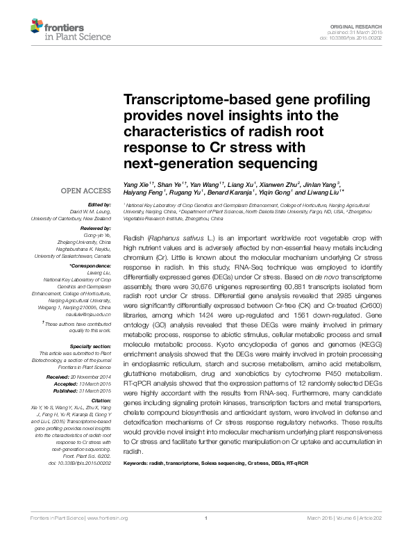 Pdf Transcriptome Based Gene Profiling Provides Novel Insights Into