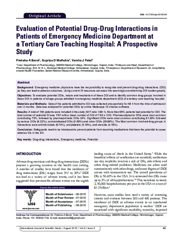 (PDF) Drug prescribing patterns in patients visiting the emergency ...