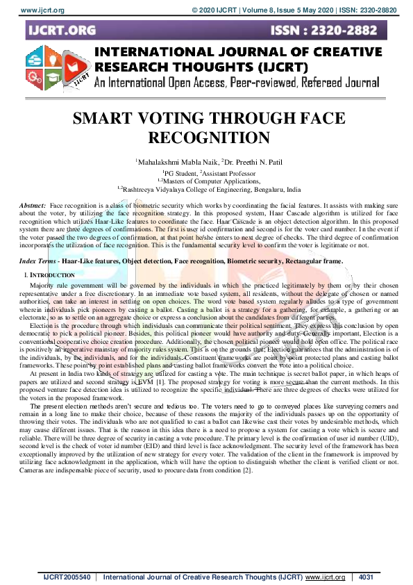 (PDF) Smart Voting Through Face Recognition