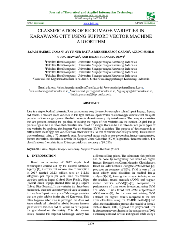 (PDF) Classification of Rice Image Varieties in Karawang City Using ...