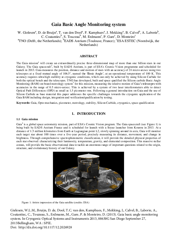(PDF) Gaia basic angle monitoring system
