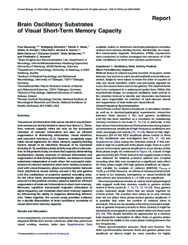 (PDF) Brain Oscillatory Substrates of Visual Short-Term Memory Capacity