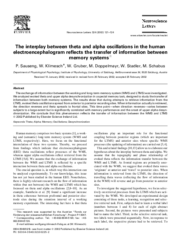(PDF) The interplay between theta and alpha oscillations in the human ...