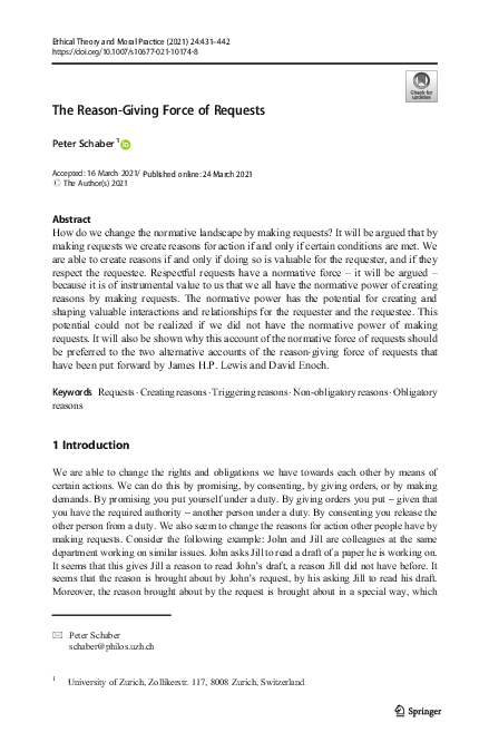 (PDF) The Reason-Giving Force of Requests